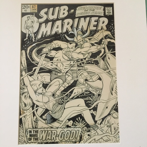 Marvel | Wall Decor | Submariner Art Matted Comic Ocean Sea Marvel ...